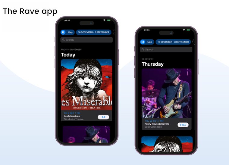 The Rave app - Flutter-based event booking mobile & web app